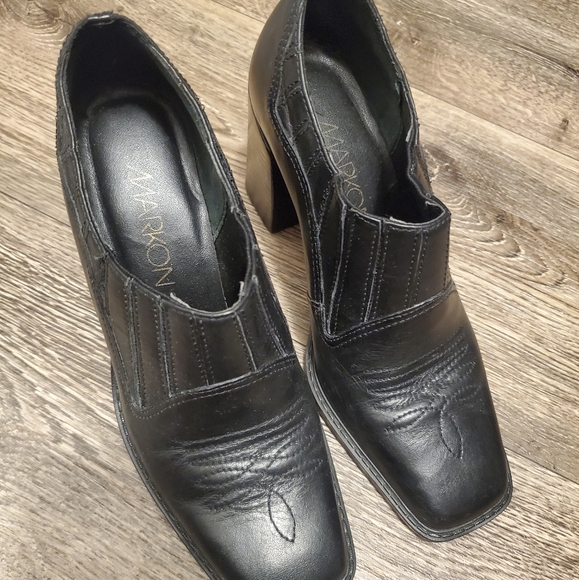 Markon | Shoes | Markon Catcus Black Leather Ankle Bootie 9s Western Sz ...